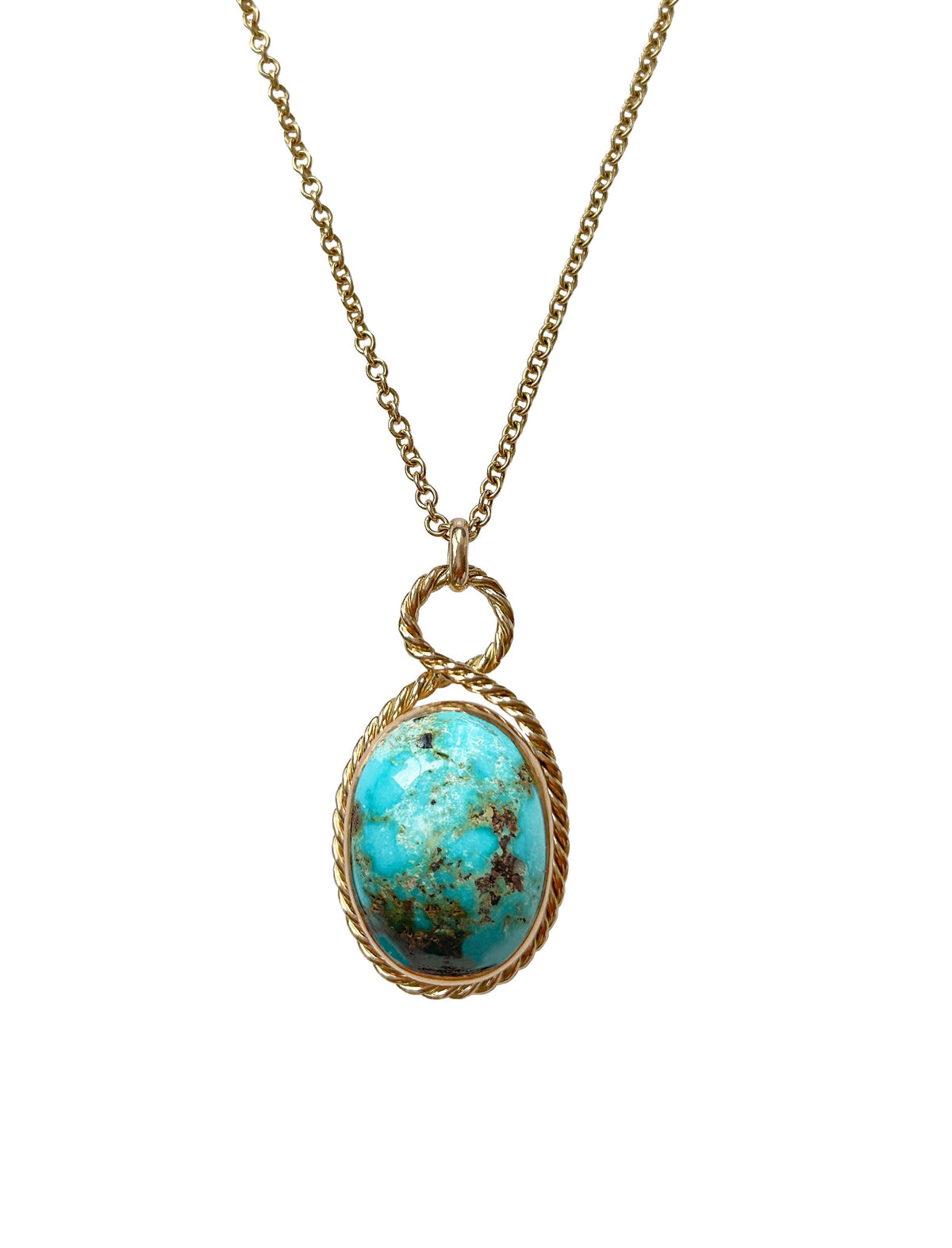 Gold Twisted Turquoise Pendant — Haute Victoire